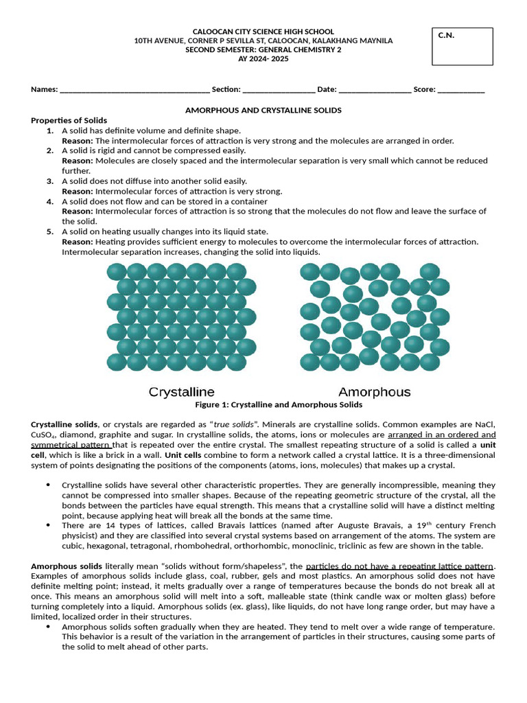 2nd_Qtr_Handouts-Amorphous-and-Phase-Diagram-1 | PDF | Phase (Matter) | Phase Diagram