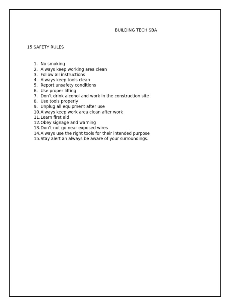 15 Essential Construction Safety Rules | PDF