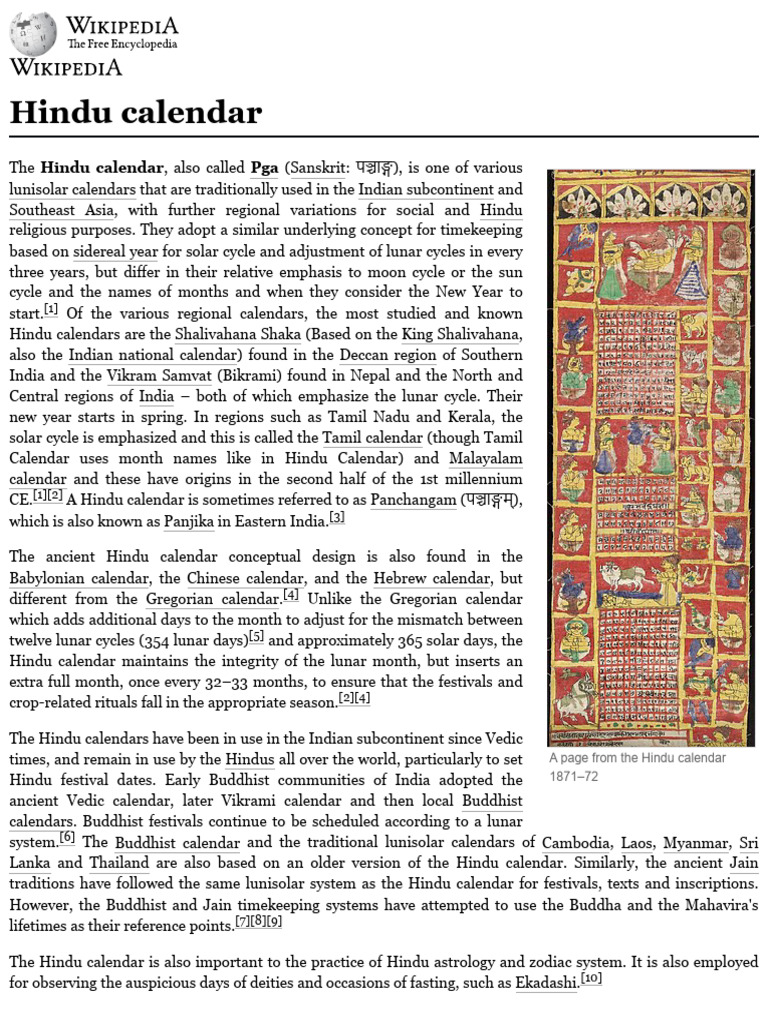 Overview of the Hindu Calendar | PDF | Lunisolar Calendars