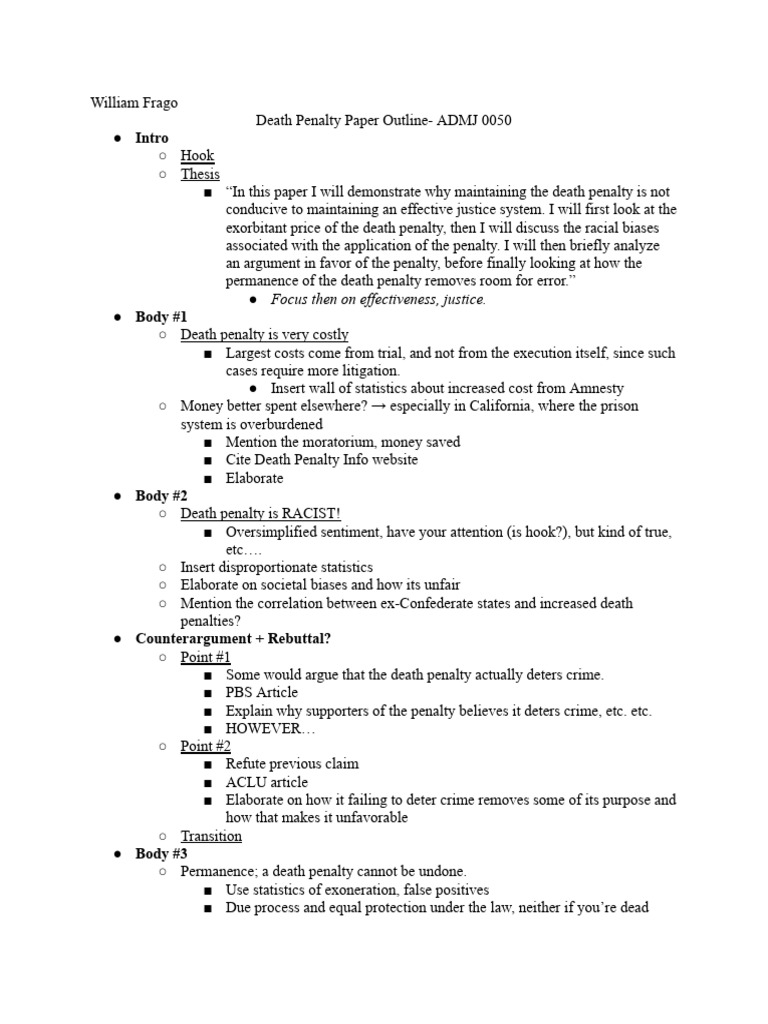 ADMJ 0050- Death Penalty Paper | PDF | Capital Punishment | Justice