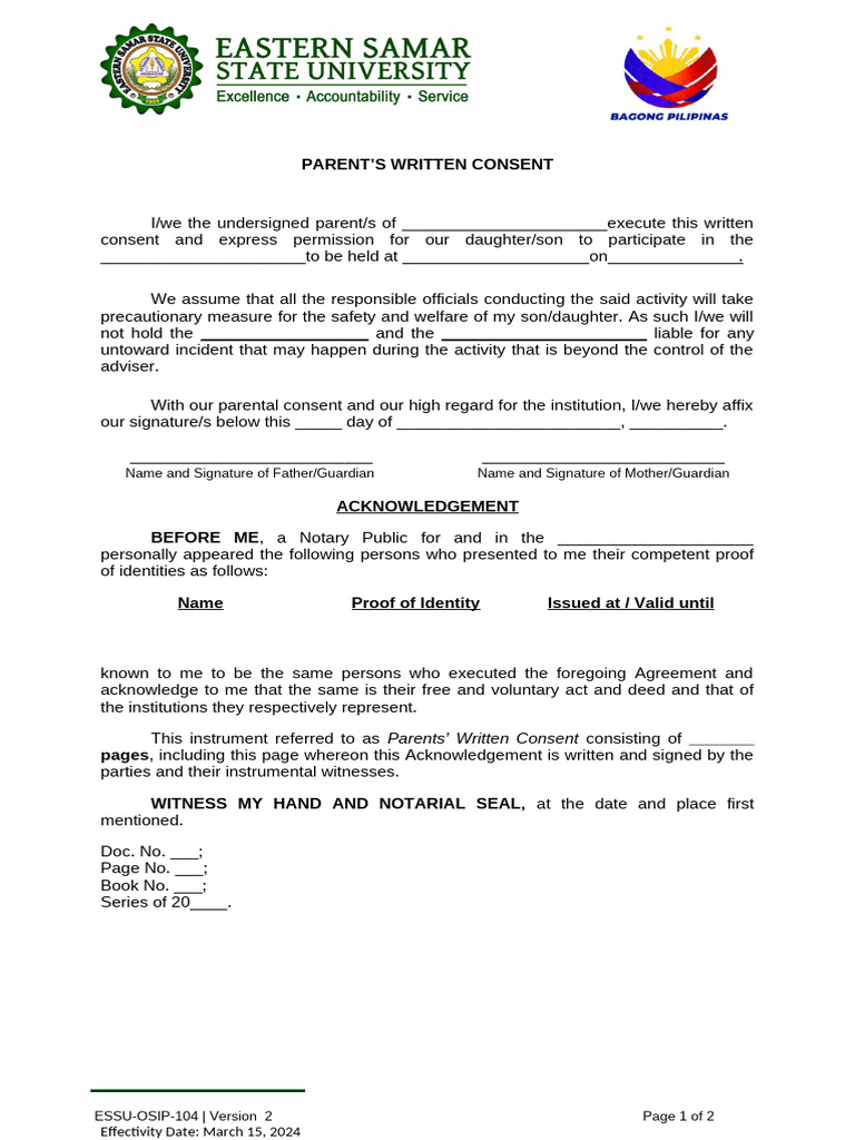 104-Parents Written Consent | PDF