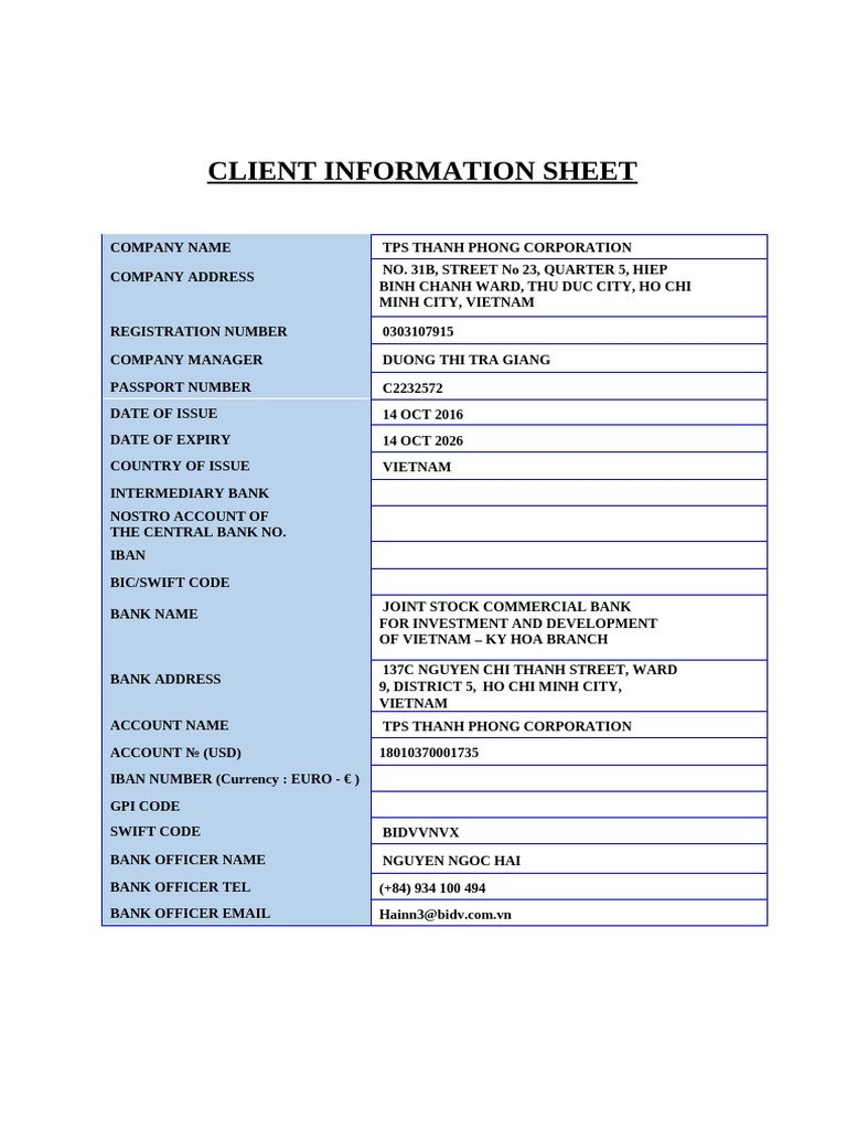 210901-Cis - TPS Thanh Phong - Bidv | PDF