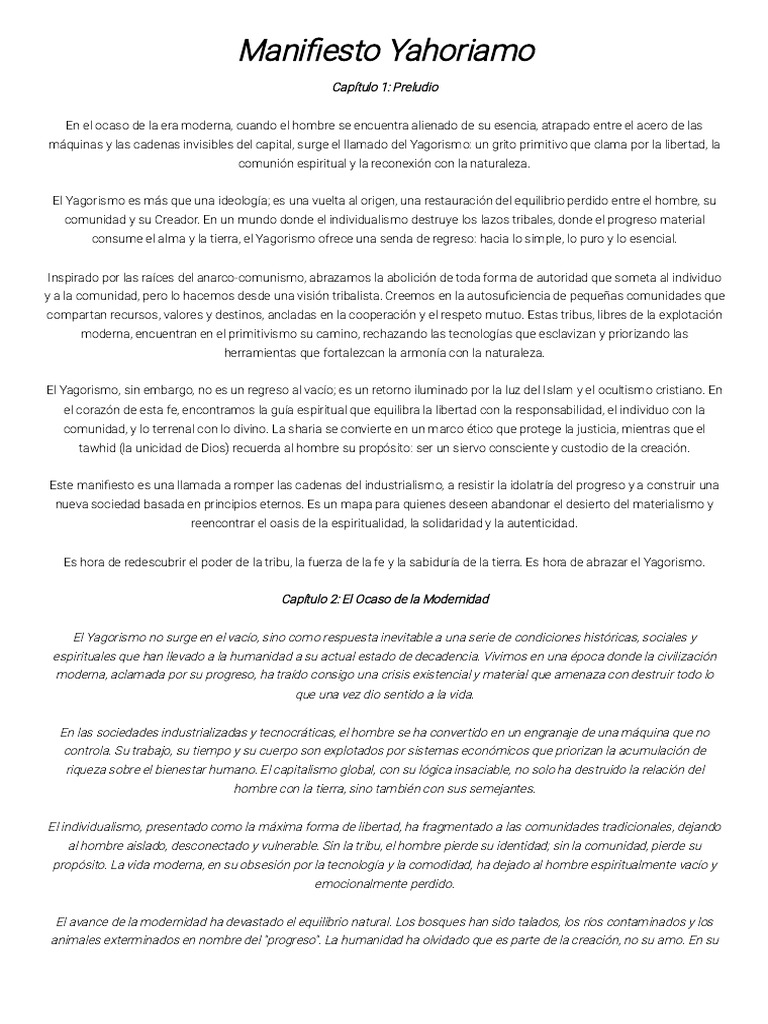 Manifiesto Yagor | PDF | Sociedad | Modernidad