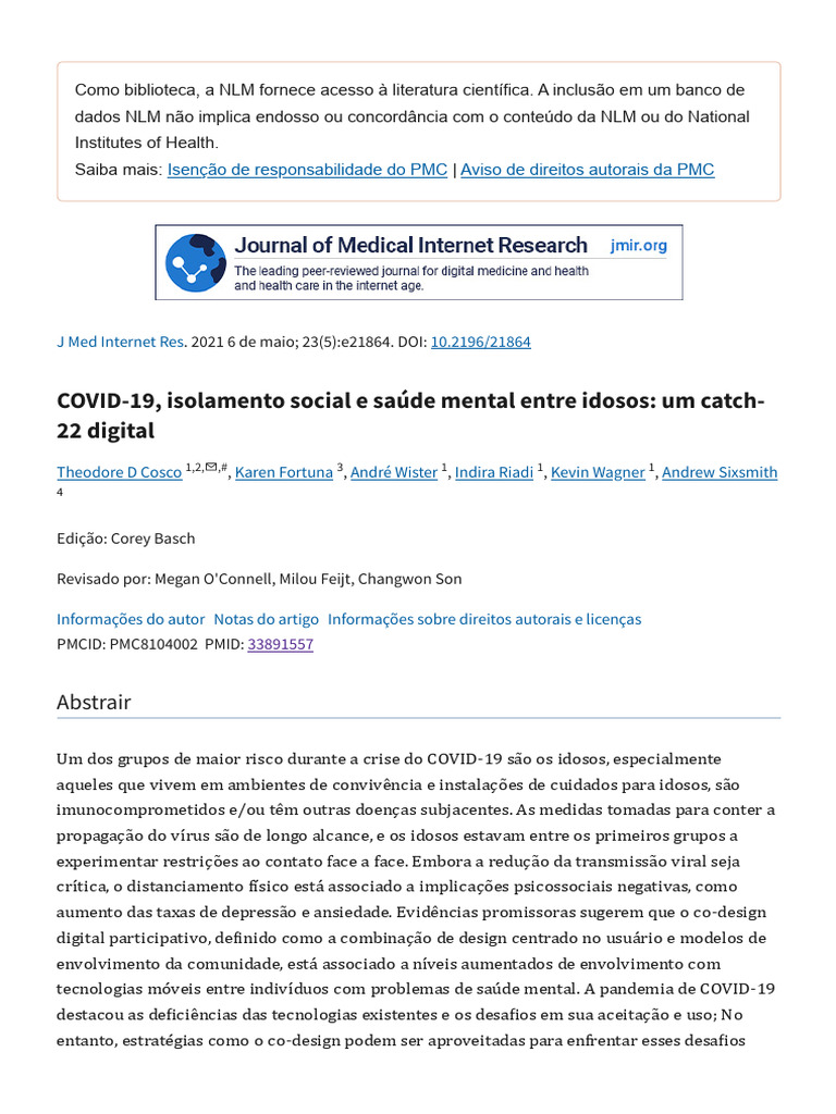 COVID-19, isolamento social e saúde mental entre idosos_ um catch-22 ...