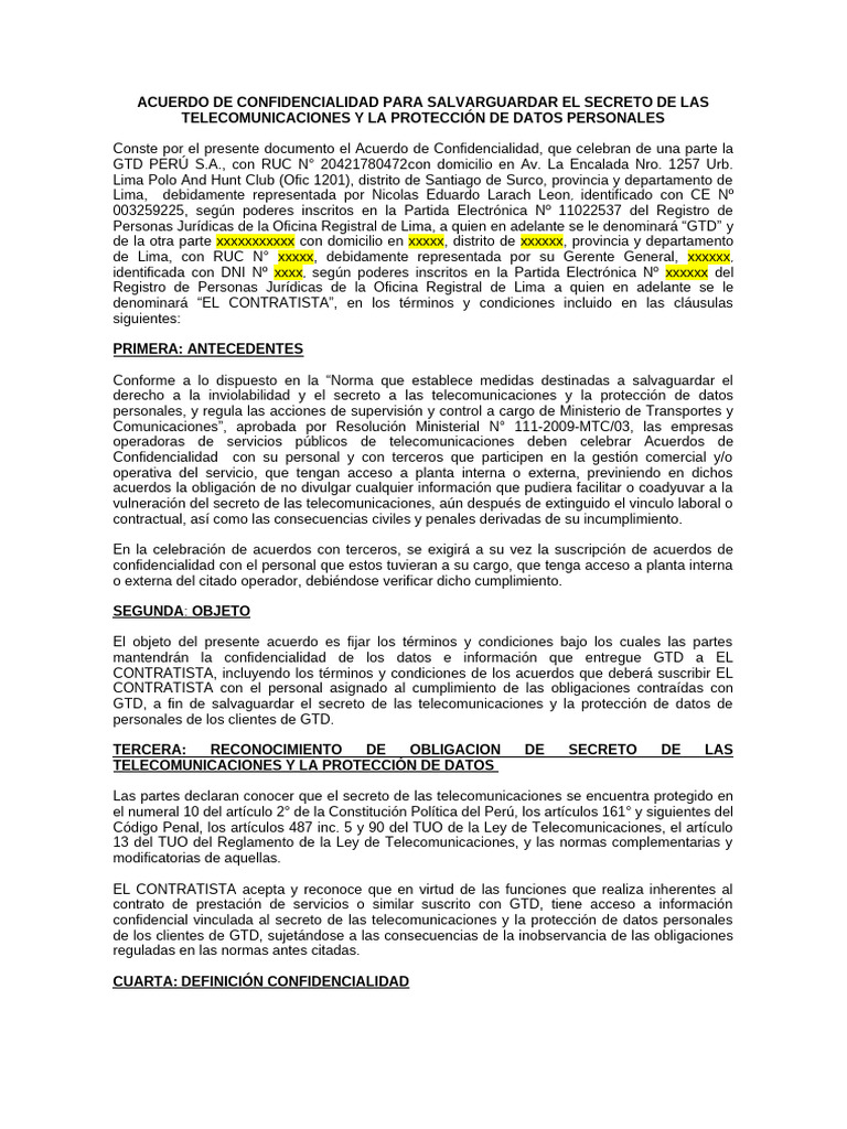 Modelo GTD - Proveedores (Secreto Telco) | PDF | Telecomunicaciones ...
