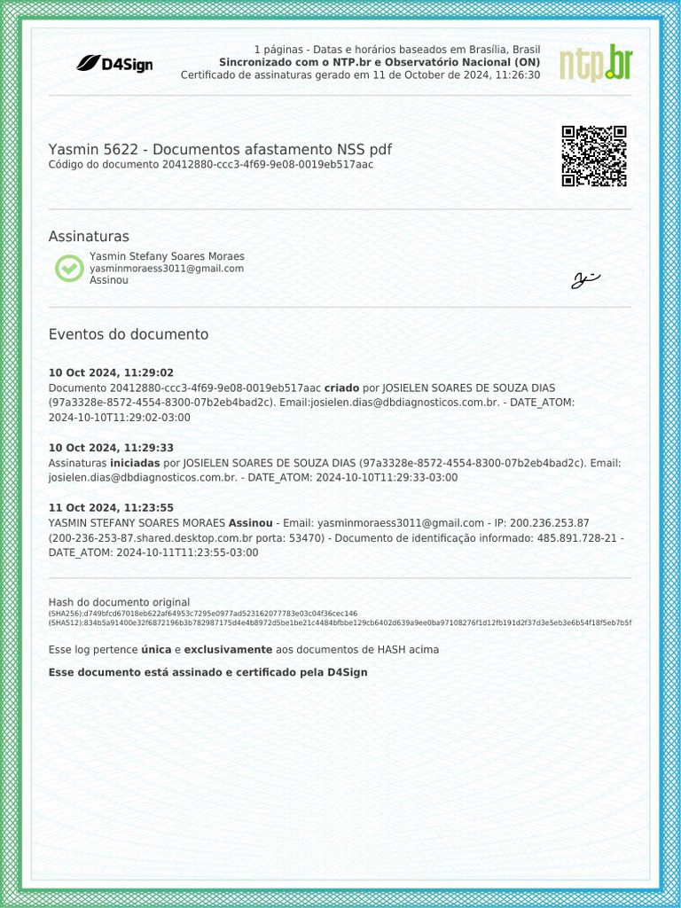 Yasmin 5622 Documentos Afastamento NSS PDF | PDF