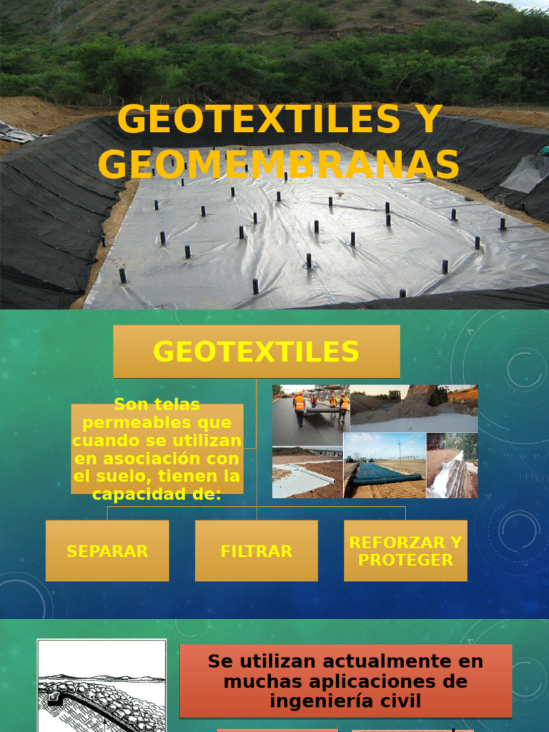 Geotextiles y Geomembranas | PDF | Materiales
