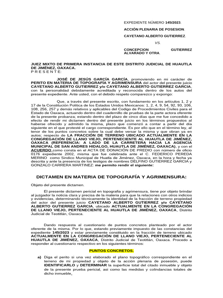 1.0 Dictamen Pericial en Agrimensura | PDF | Topografía | Experto