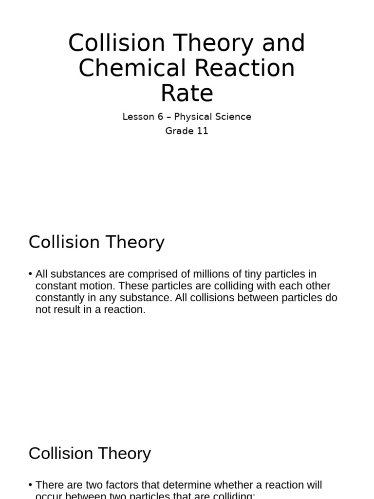 Collision Theory and Chemical Reaction Rate | PDF | Reaction Rate ...