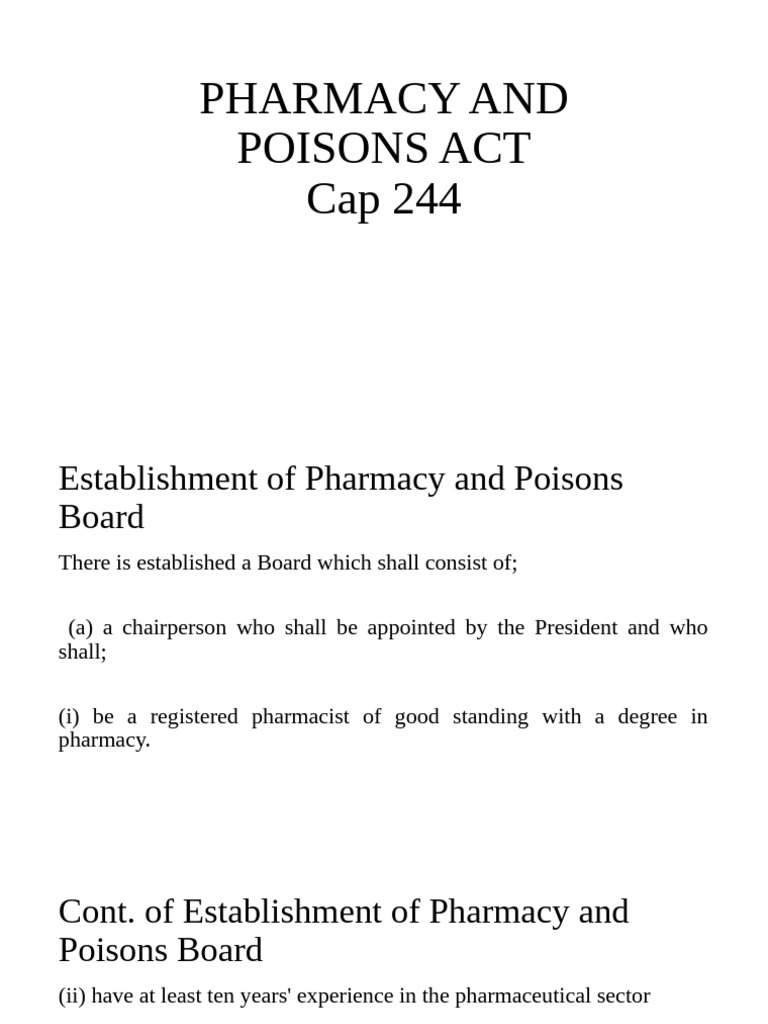 Pharmacy and Poisons Act | PDF | Pharmacist | Pharmacy