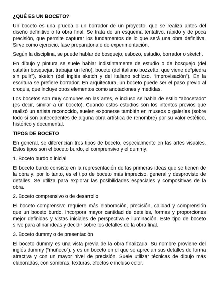 Tipos de Bocetos en Artes Visuales | PDF