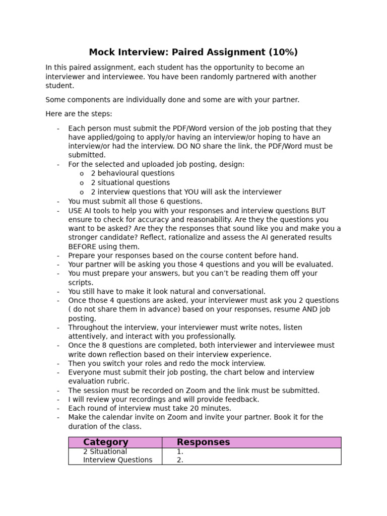 Mock Interview | PDF | Interview | Human Communication