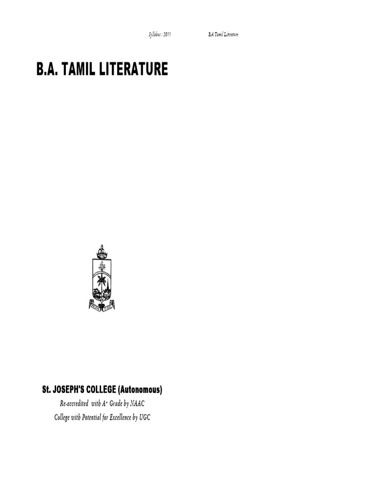 BA Tamil Literature Syllabus 2011 | PDF