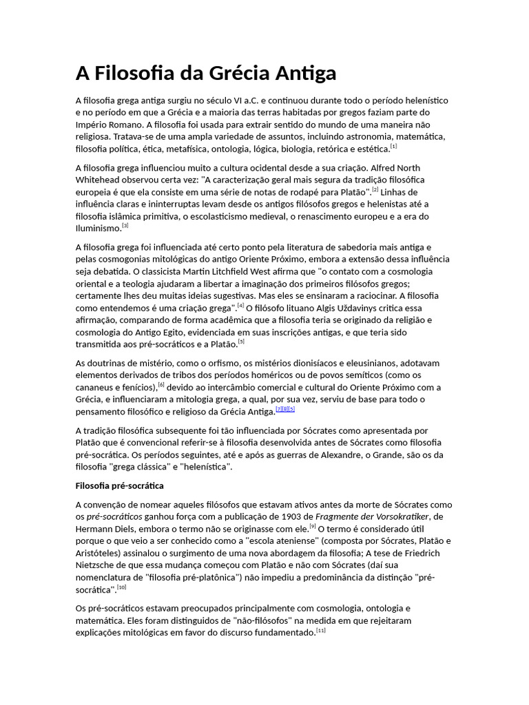 A Filosofia Da Grécia Antiga | PDF | Filosofia Grega Antiga | Platão