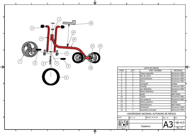 Plano explosivo triciclo | PDF | Tecnología de vehículos | Rueda
