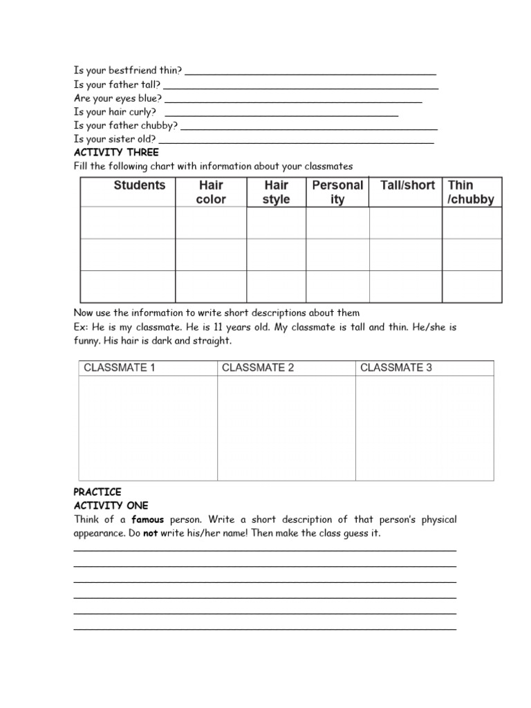 Describing People and Their Traits | PDF