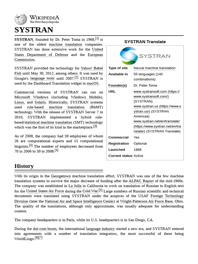 SYSTRAN | PDF | Linguistics | Human Communication