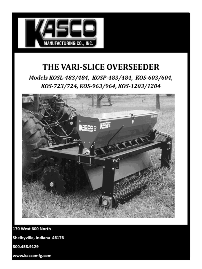 Vari-Slice Overseeder User Manual | PDF | Tractor | Calibration