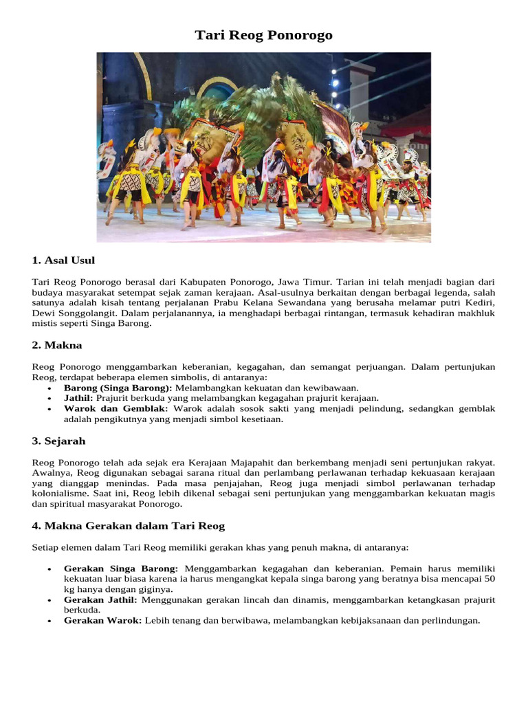 Tari Reog Ponorogo | PDF