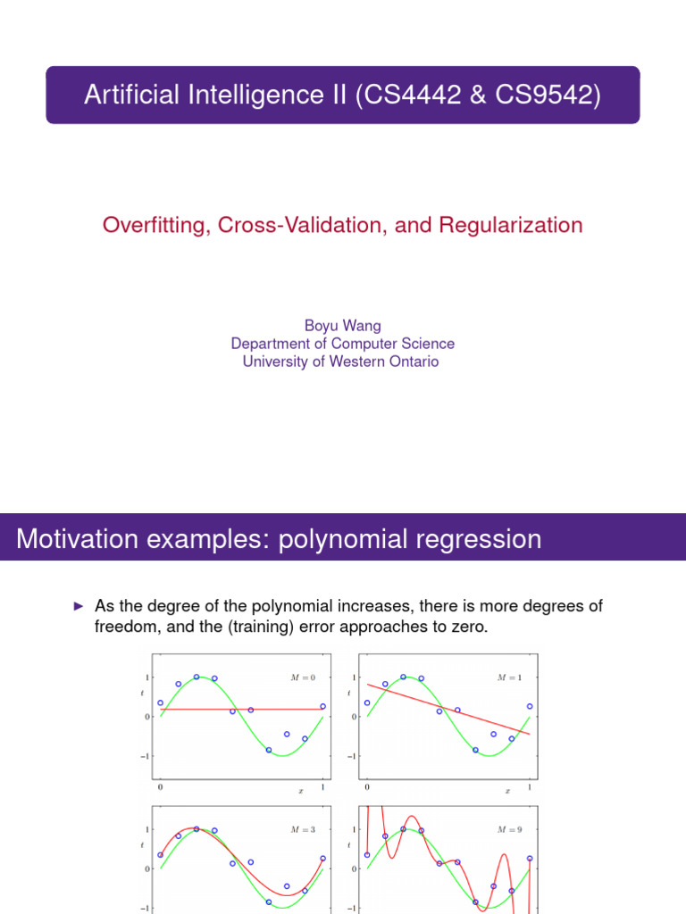 Lecture 4 - Regularization | PDF | Cross Validation (Statistics) | Applied Mathematics