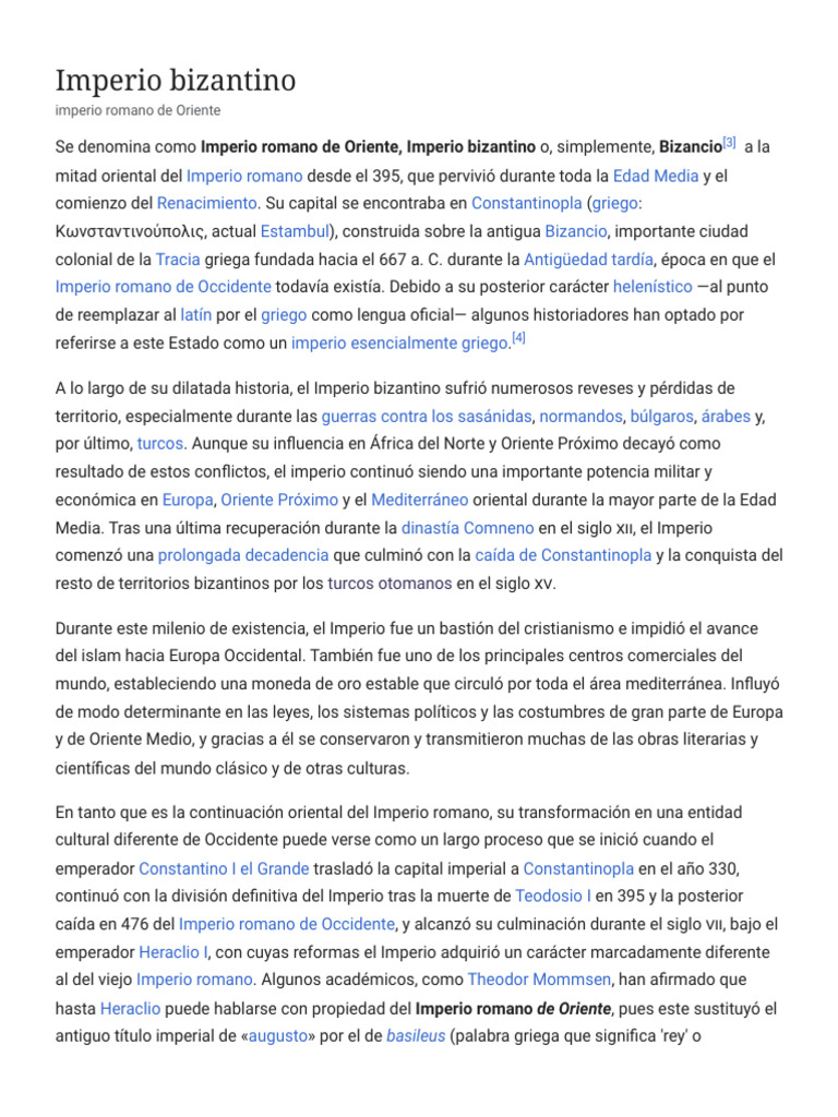 Imperio Bizantino - Wikipedia, La Enciclopedia Libre | PDF | imperio ...