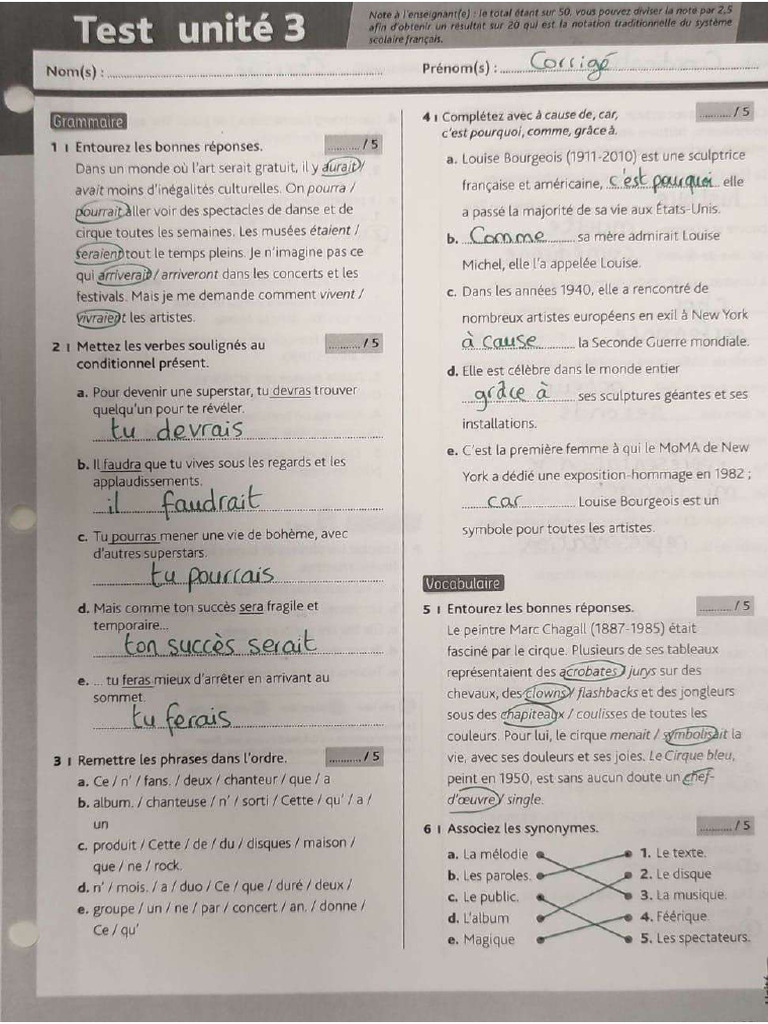 Test Unite3 Corrige Edito B1 | PDF