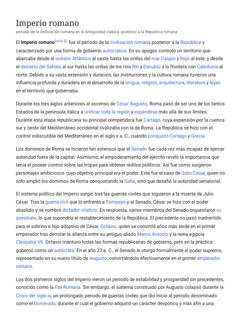 Historia del Imperio Romano | PDF | imperio Romano | Augusto