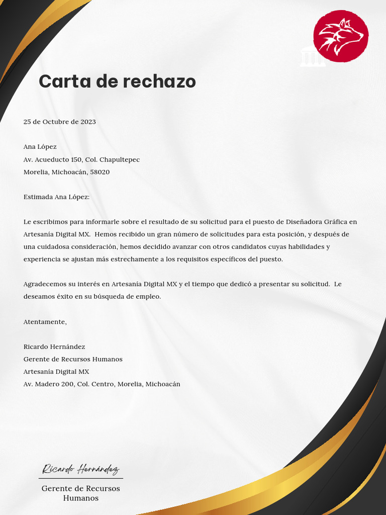 Carta de rechazo | PDF