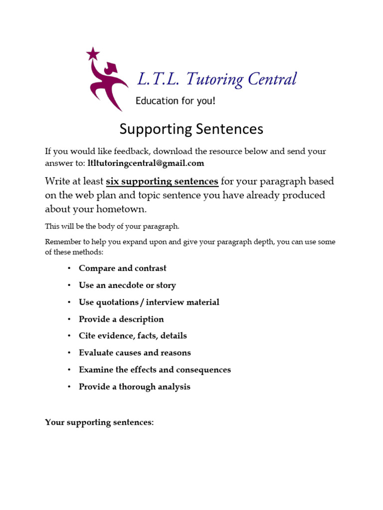 Writing Supporting Sentences Guide | PDF