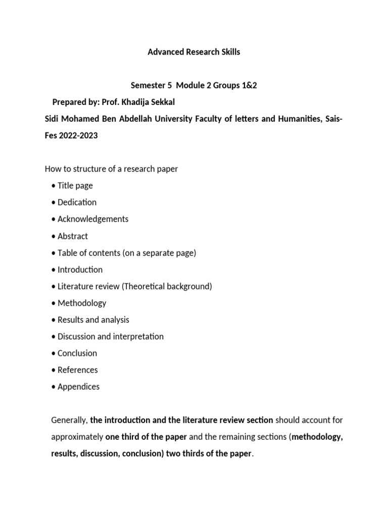 Advanced Research Skills Week 8 | PDF | English As A Second Or Foreign ...