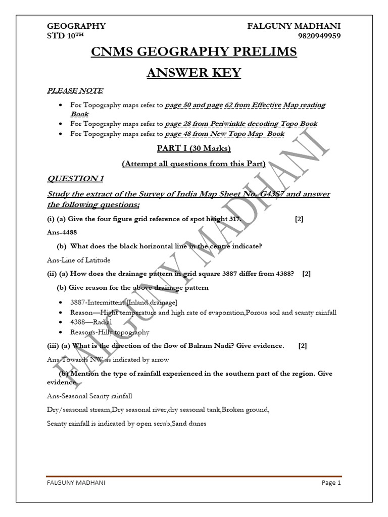 Geography Prelims Answer Key for Std 10 | PDF | Soil | Waste Management