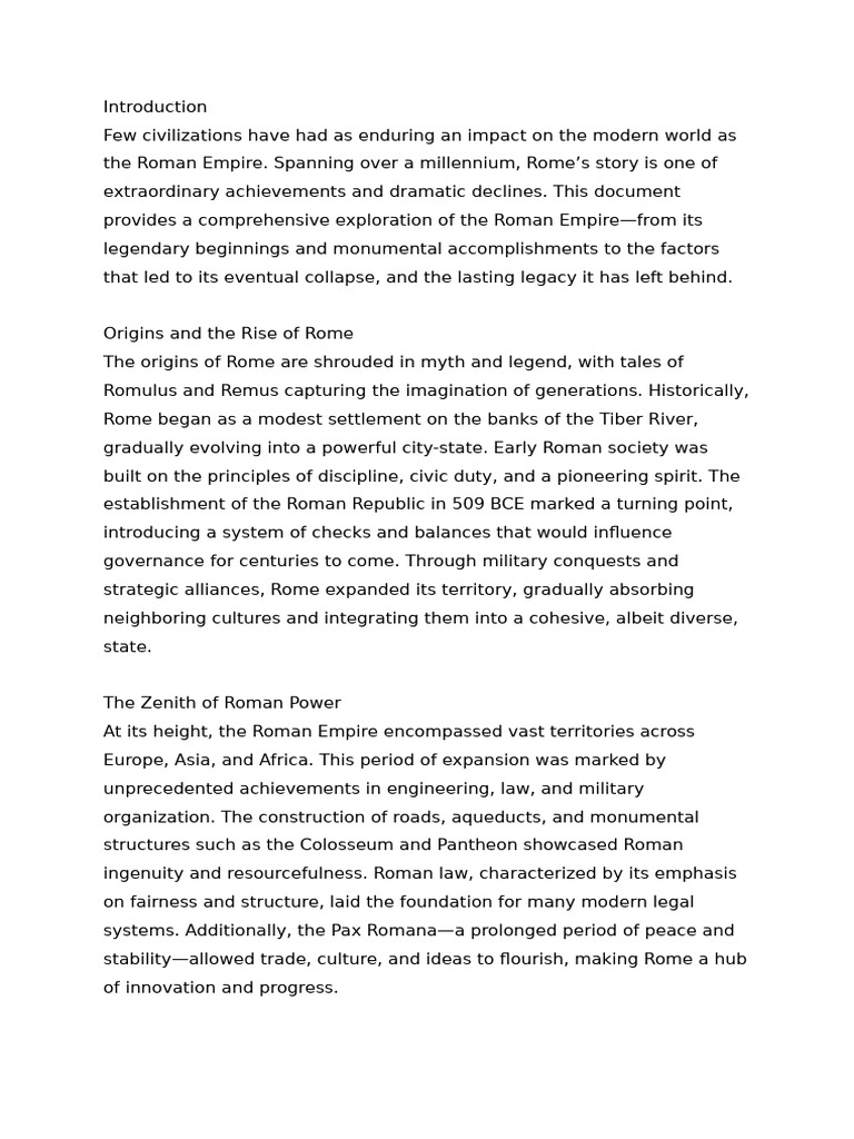 The Rise and Fall of The Roman Empire | PDF | Roman Empire | Ancient Rome