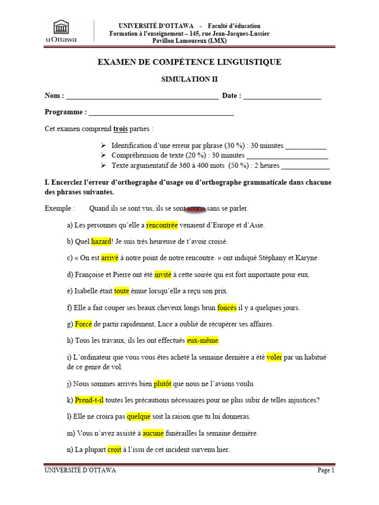 Examen de compétence linguistique OQLF | PDF | Langue française | Québec