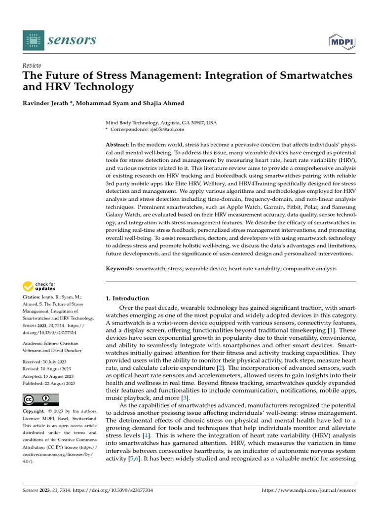 Integration Od Smartwatches and HRV Technology | PDF | Smartwatch ...