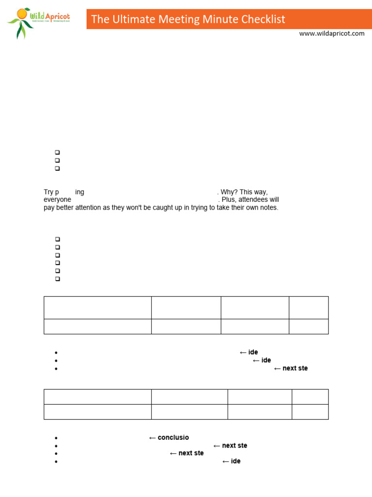 ADMN1220 Wk7 Meeting Notes Checklist | PDF