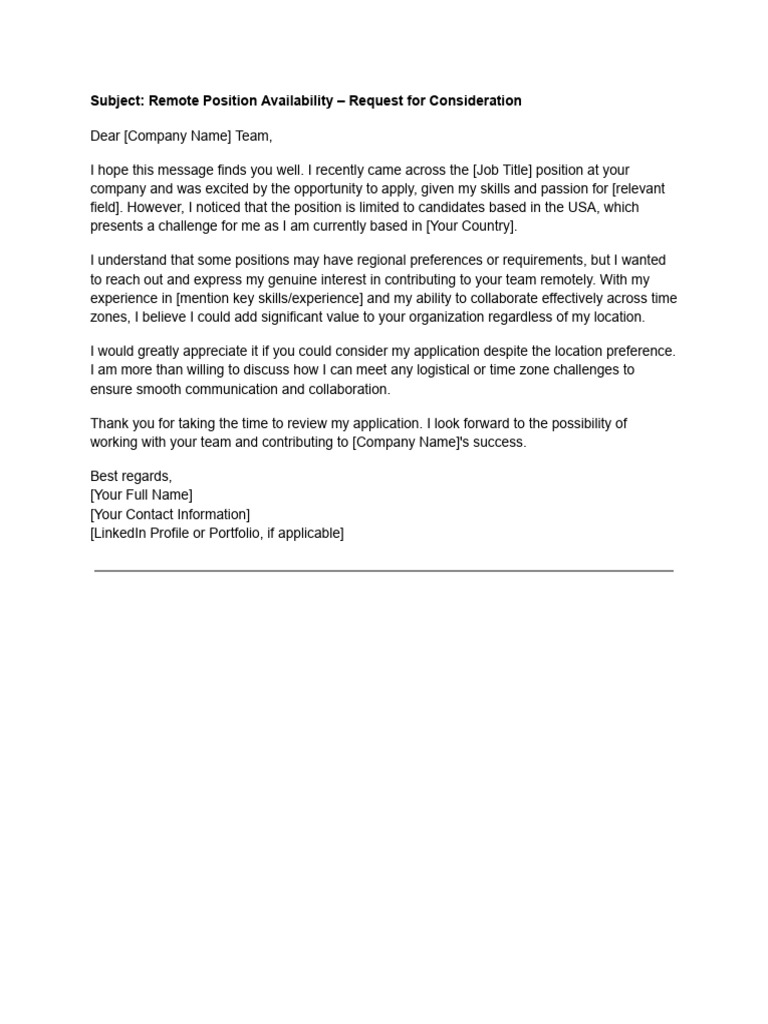 Remote Job Application Inquiry | PDF