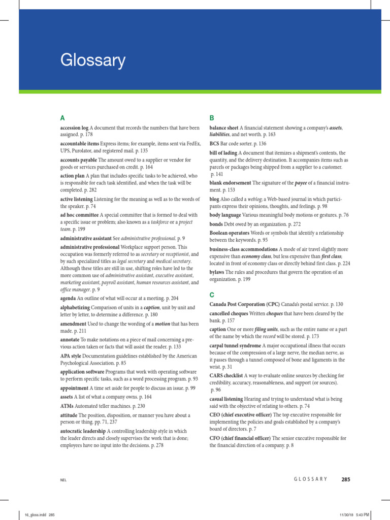 ADMN1220 Glossary | PDF | Cloud Computing | Cheque