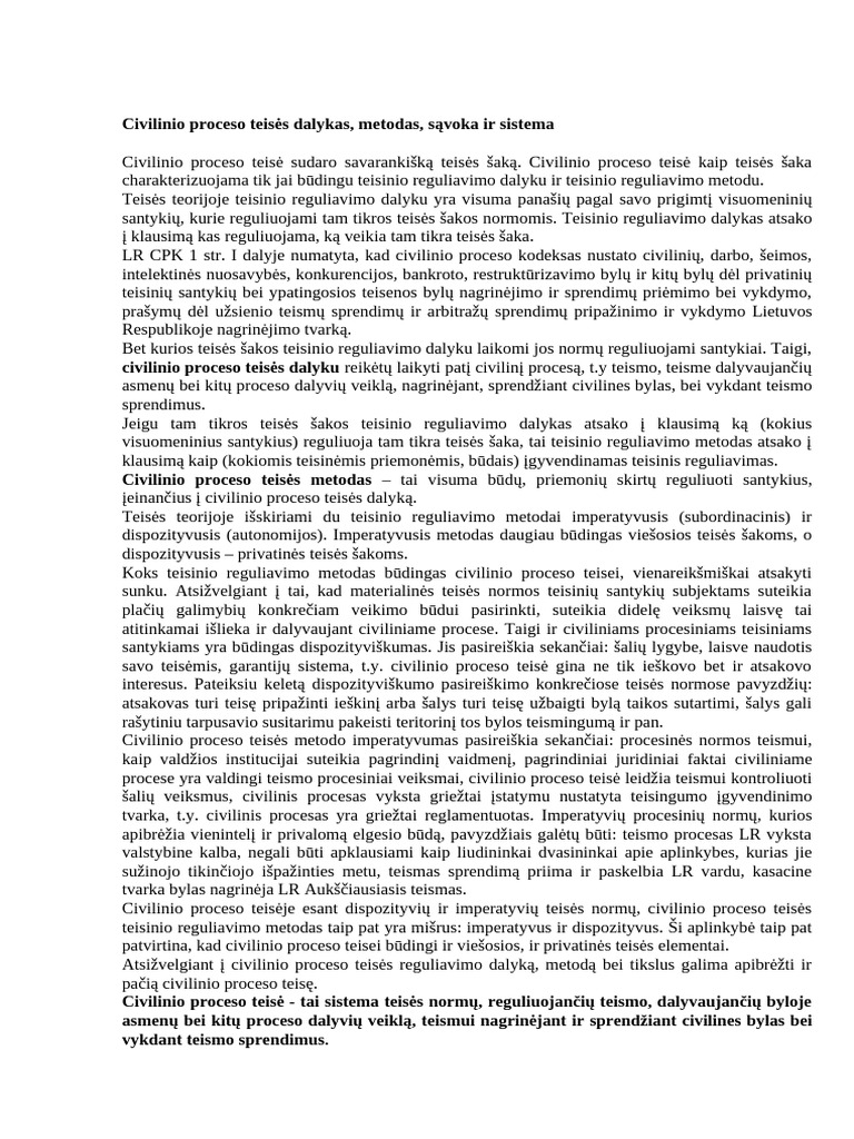 Civilinio Proceso Teisės Dalykas | PDF