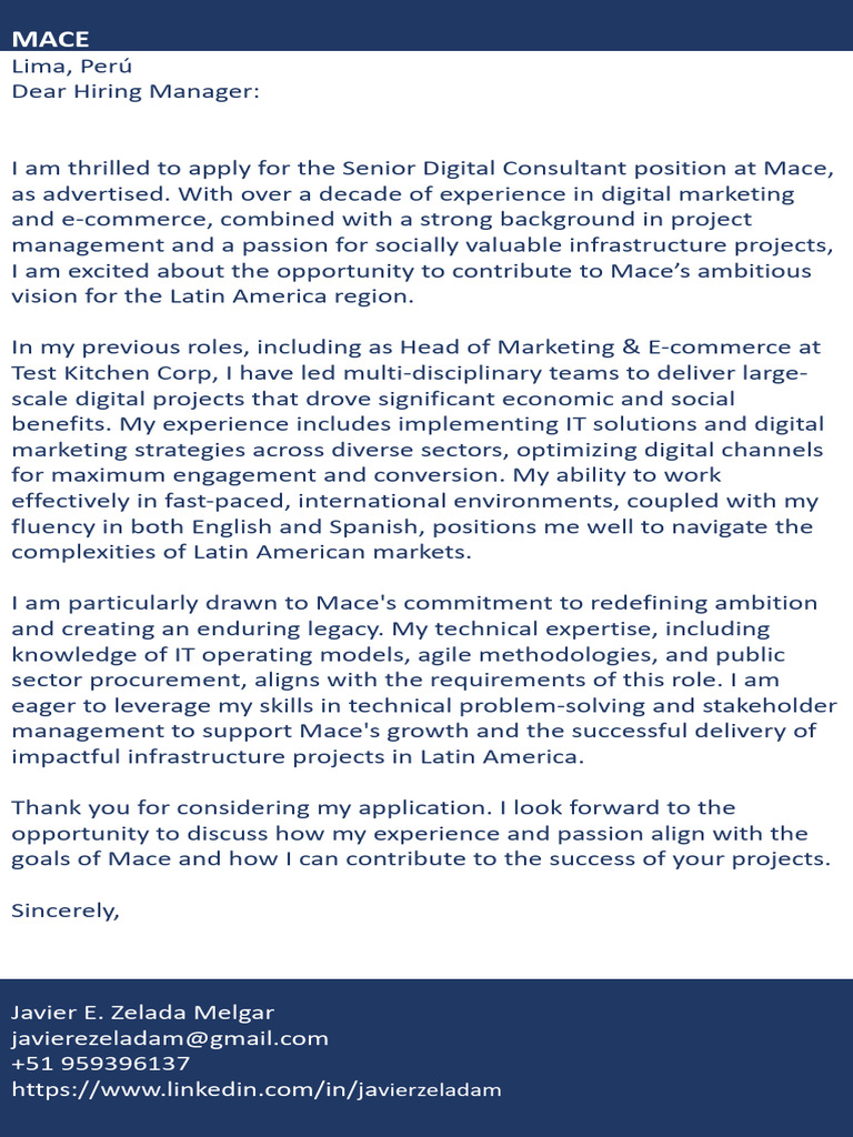 Carta de Presentación Mace Agosto 2024 | PDF