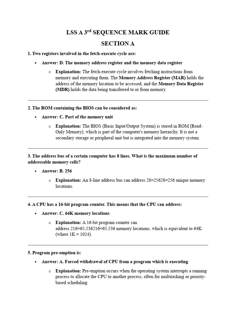 LSS A 3rd SEQUENCE MARK GUIDE | PDF | Random Access Memory | Computer ...