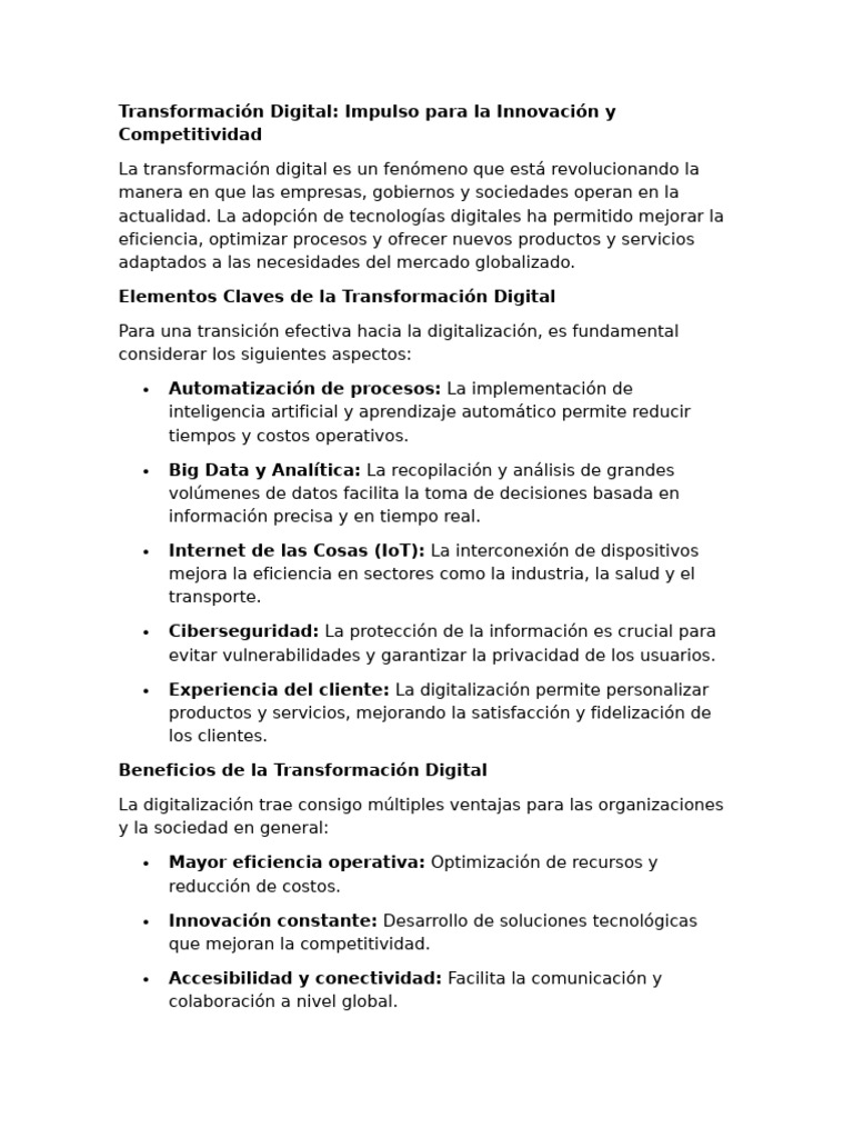 Transformación Digital | PDF | Internet de las Cosas | Business