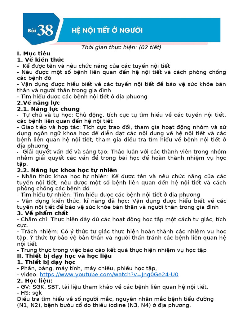 Bai 38 He Noi Tiet o Nguoi | PDF
