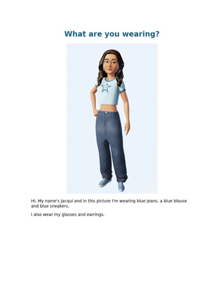 Jacqui's Outfit: Blue Jeans & Blouse | PDF
