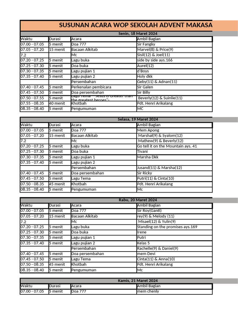 Susunan Acara Wop 2024 (1) - 1-1 | PDF