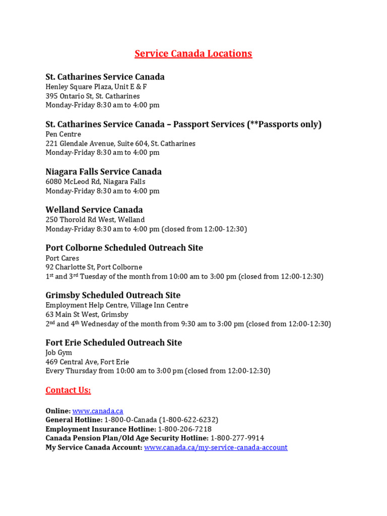 Service Canada Locations | PDF