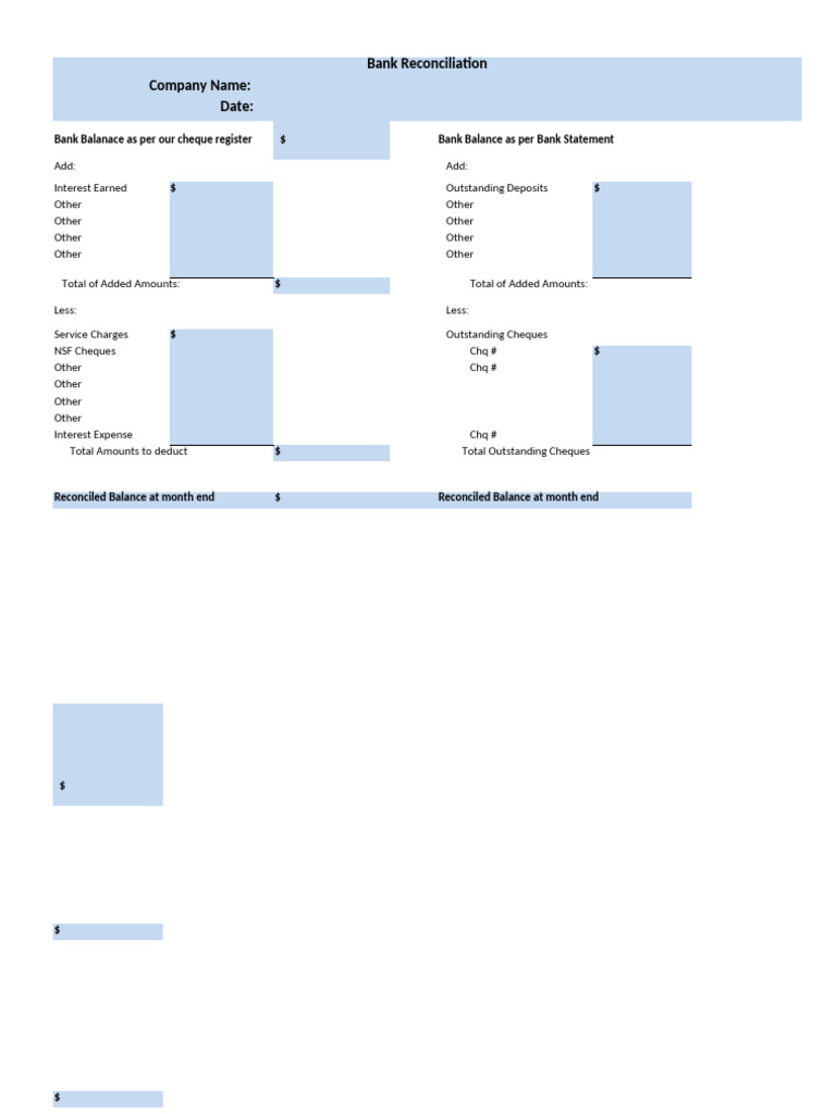 ADMN1220 Practice Copy Bank Reconciliation - Manual Excel File | PDF