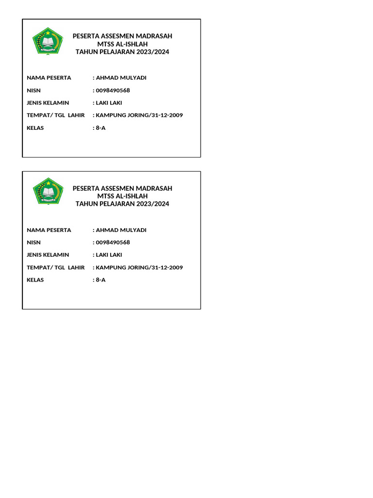 Ahmad Mulyadi Bru Ko Card | PDF