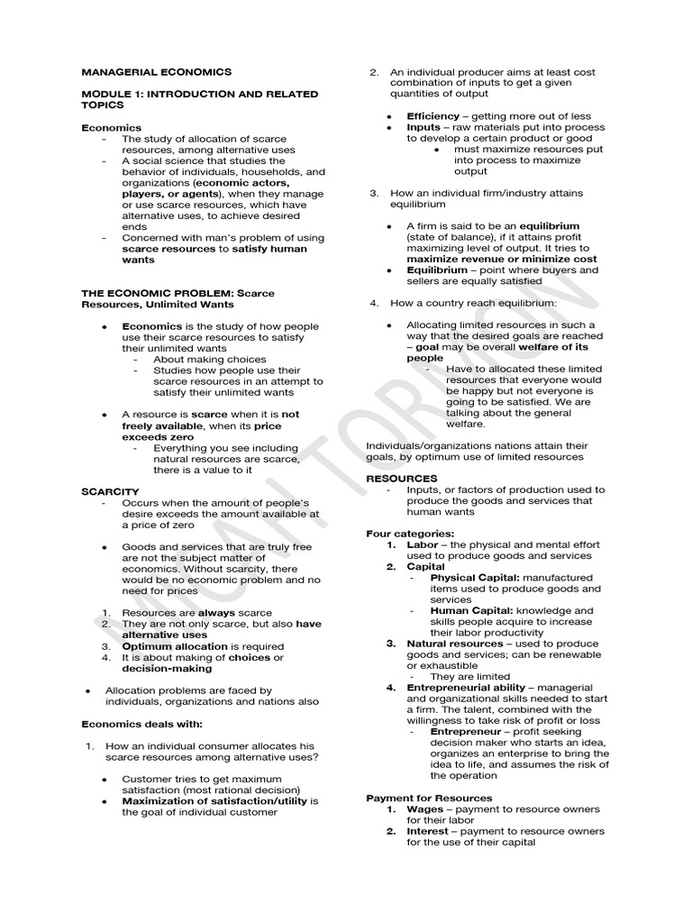 Manecon Prelims Reviewer Tormon | PDF | Economics | Market (Economics)