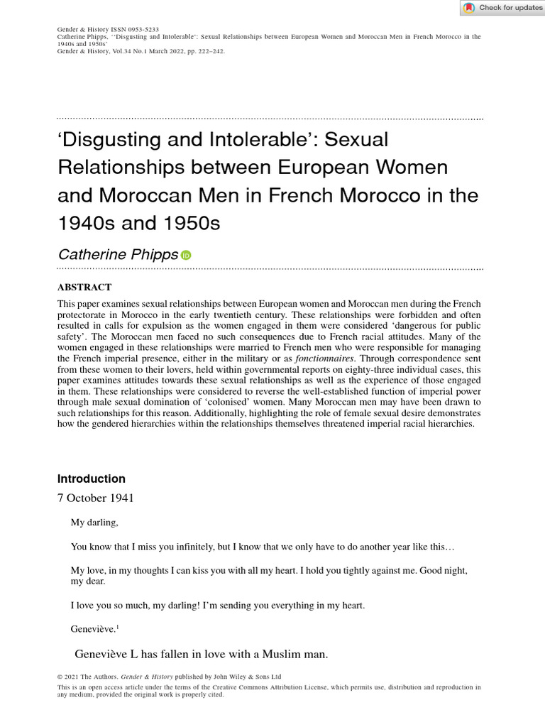 Gender History - 2021 - Phipps - Disgusting and Intolerable Sexual Relationships between ...