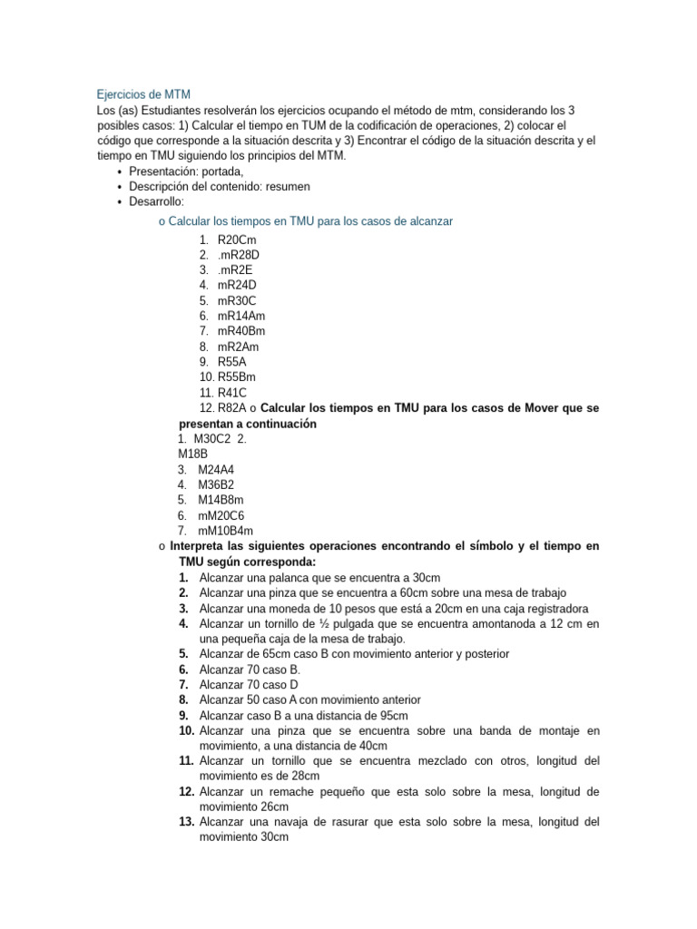 Ejercicios de MTM | PDF
